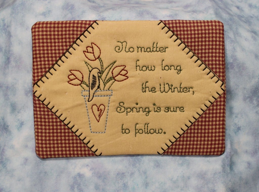 Prim Spring Mug Rug · Oma’s Place Machine Embroidery Designs