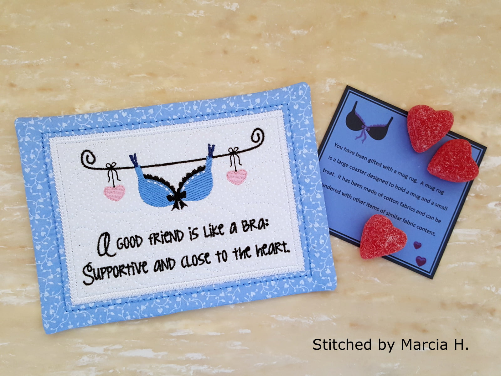 Friend Mug Rug · Oma’s Place Machine Embroidery Designs
