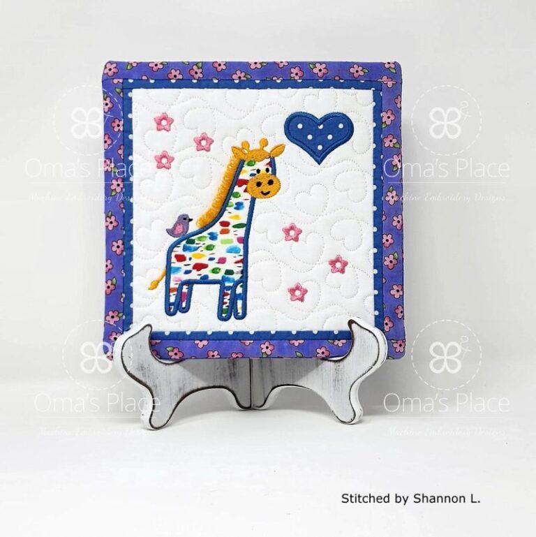 Giraffe Quilt Block (8×8) · Oma’s Place Machine Embroidery Designs