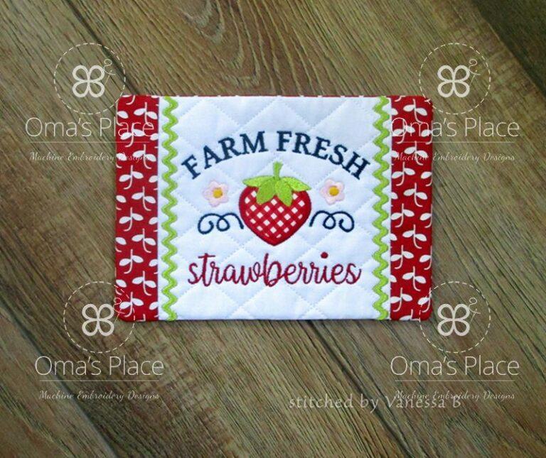Farm Fresh Mug Rug Set · Oma’s Place Machine Embroidery Designs