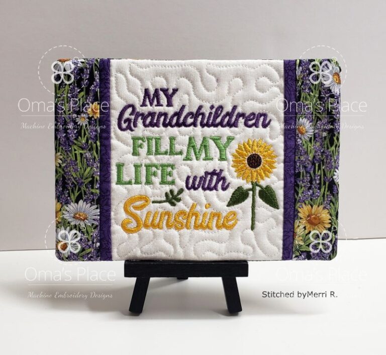Grandchildren Mug Rug · Oma’s Place Machine Embroidery Designs