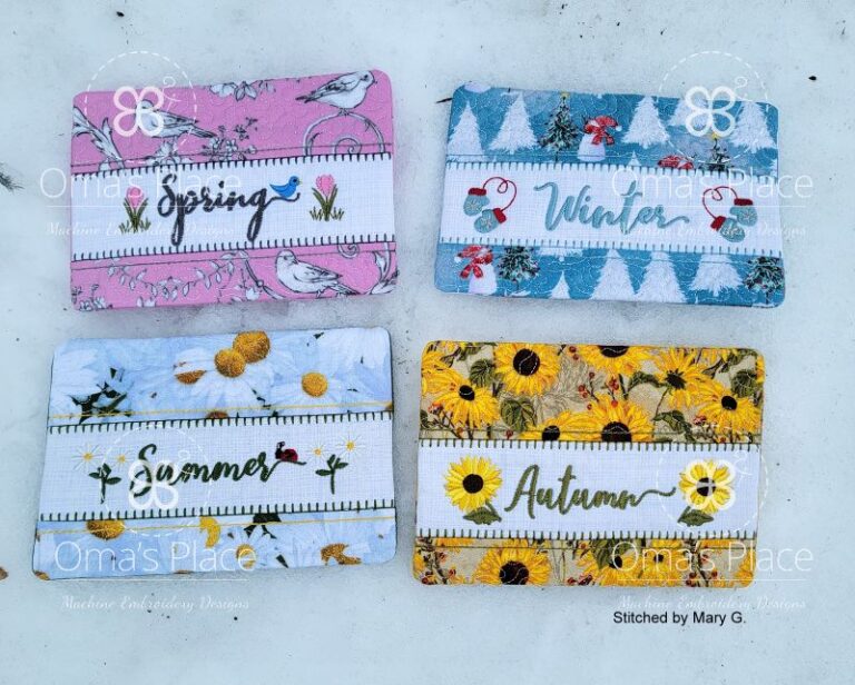 Seasonal Mug Rug Set 2 · Oma’s Place Machine Embroidery Designs