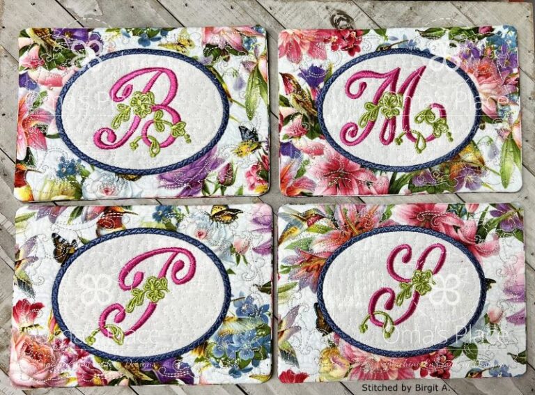 Monogram Mug Rug 2 · Oma’s Place Machine Embroidery Designs