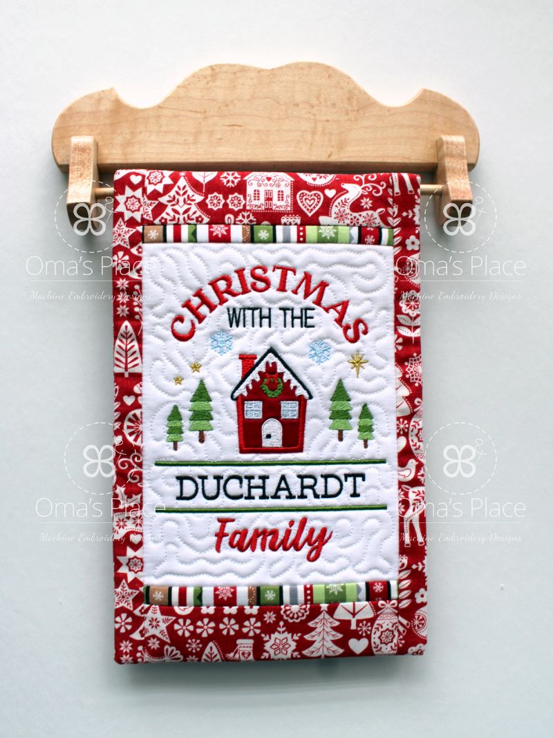 Family Christmas Mini Quilt (7×11) · Oma’s Place Machine Embroidery Designs