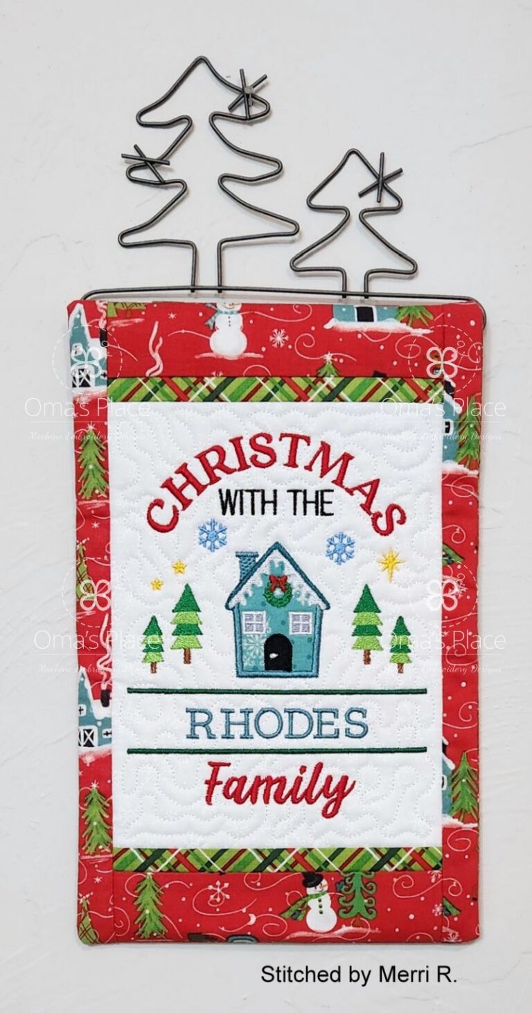 Family Christmas Mini Quilt (7×11) · Oma’s Place Machine Embroidery Designs