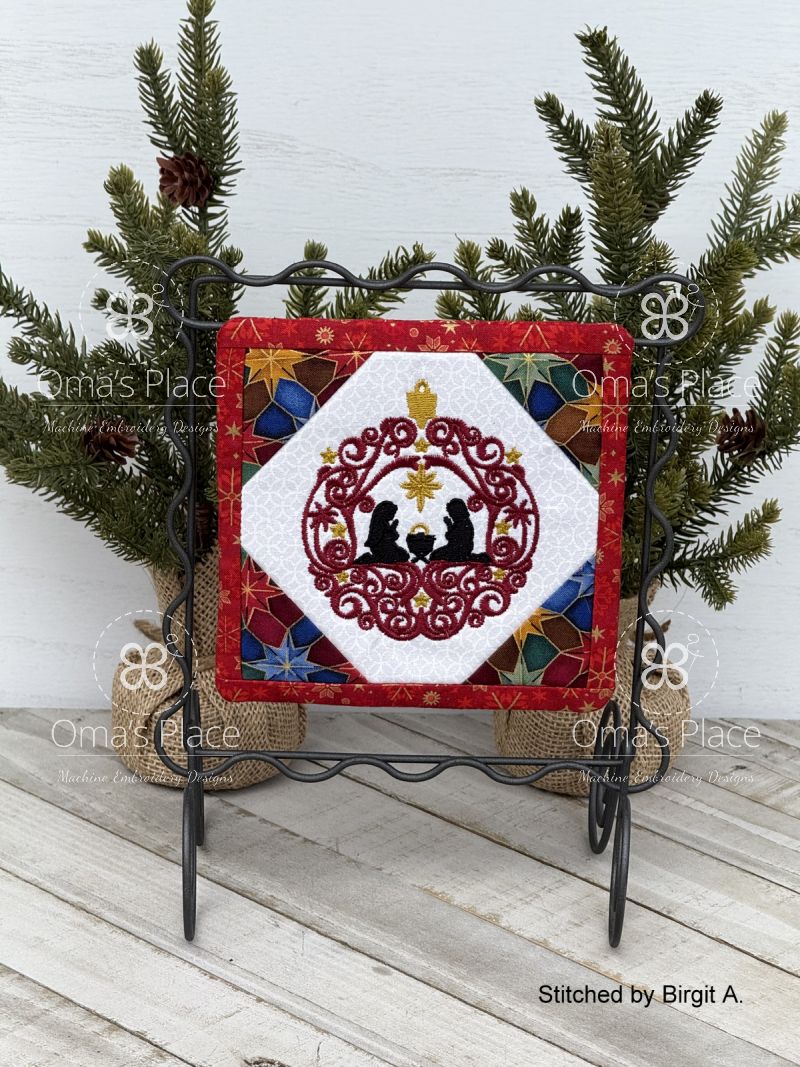 Nativity Tiny Quilt (6” x 6”) · Oma’s Place Machine Embroidery Designs