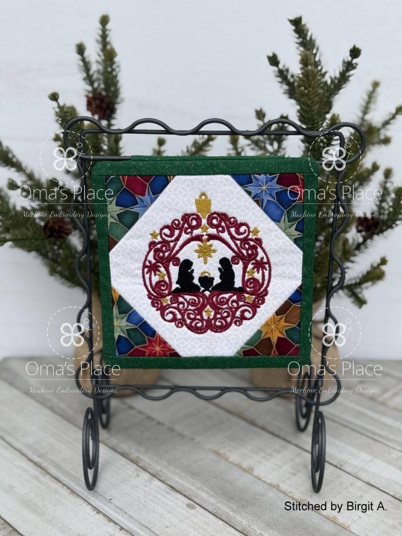 Nativity Tiny Quilt (6” x 6”) · Oma’s Place Machine Embroidery Designs