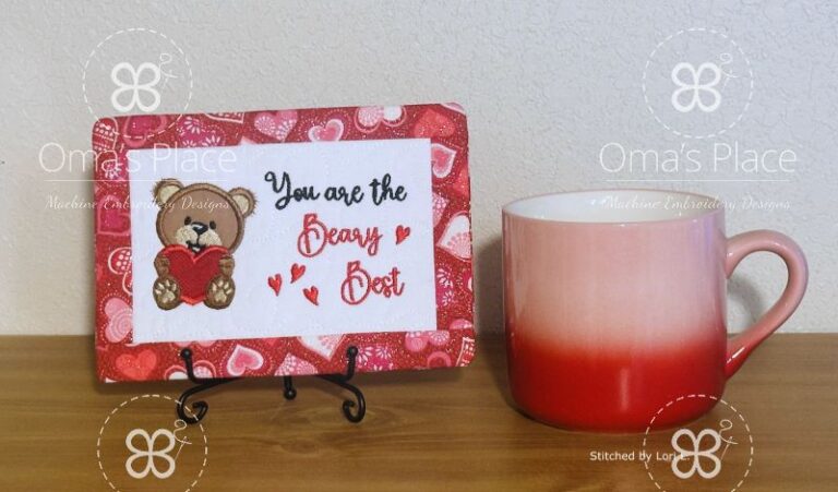 Best Friend Mug Rug (5×7) · Oma’s Place Machine Embroidery Designs