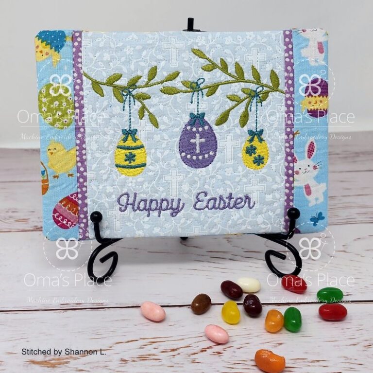 Easter Egg Mug Rug (5×7) · Oma’s Place Machine Embroidery Designs