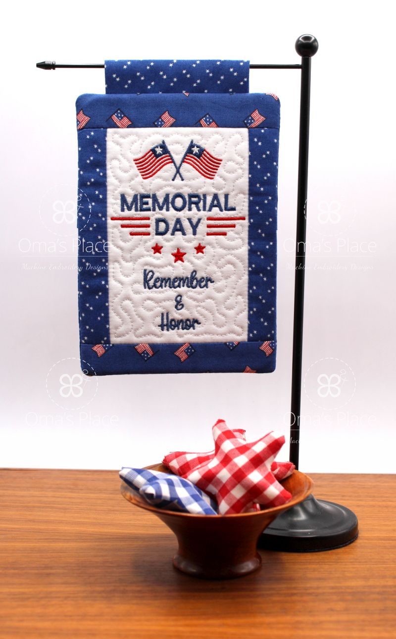 Memorial Day Mini Flag (5×7) · Oma’s Place Machine Embroidery Designs