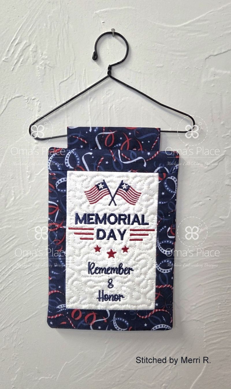 Memorial Day Mini Flag (5×7) · Oma’s Place Machine Embroidery Designs