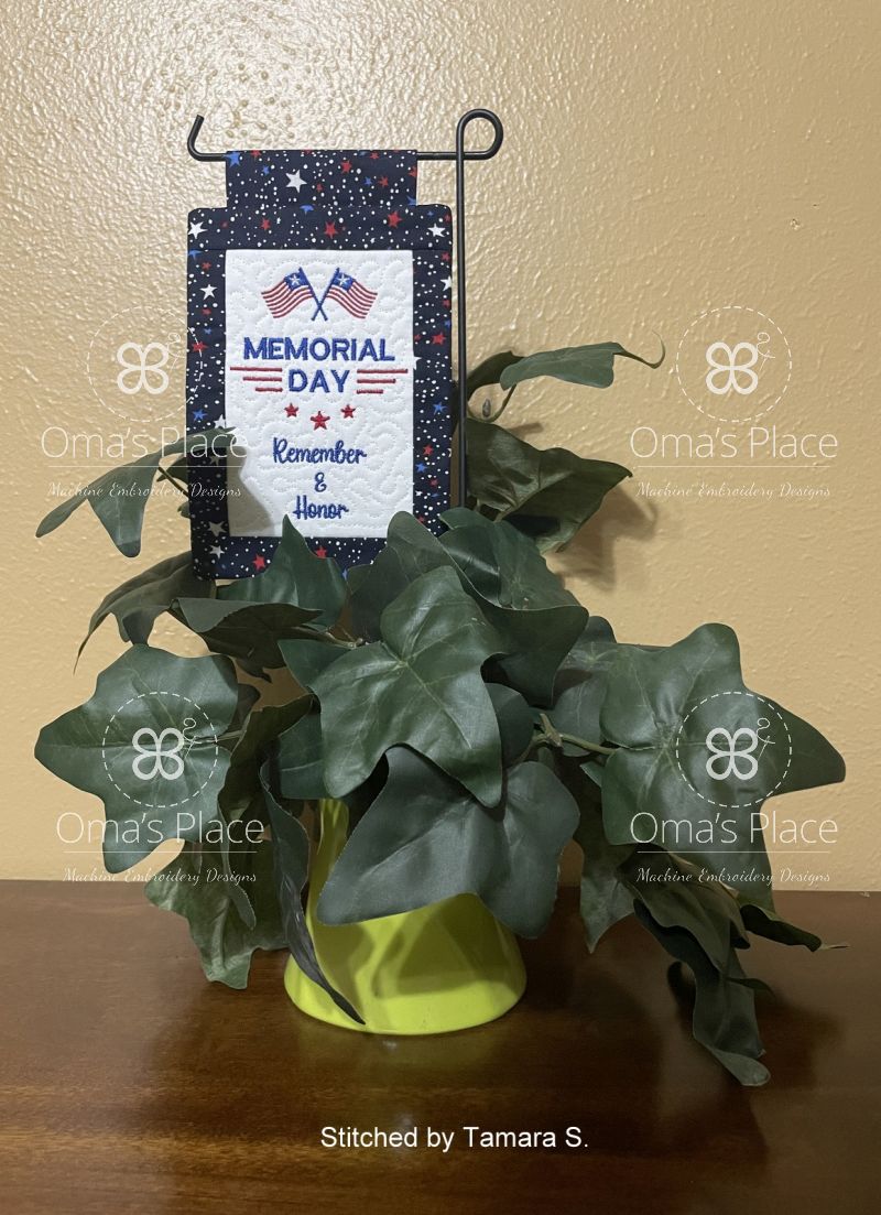 Memorial Day Mini Flag (5×7) · Oma’s Place Machine Embroidery Designs