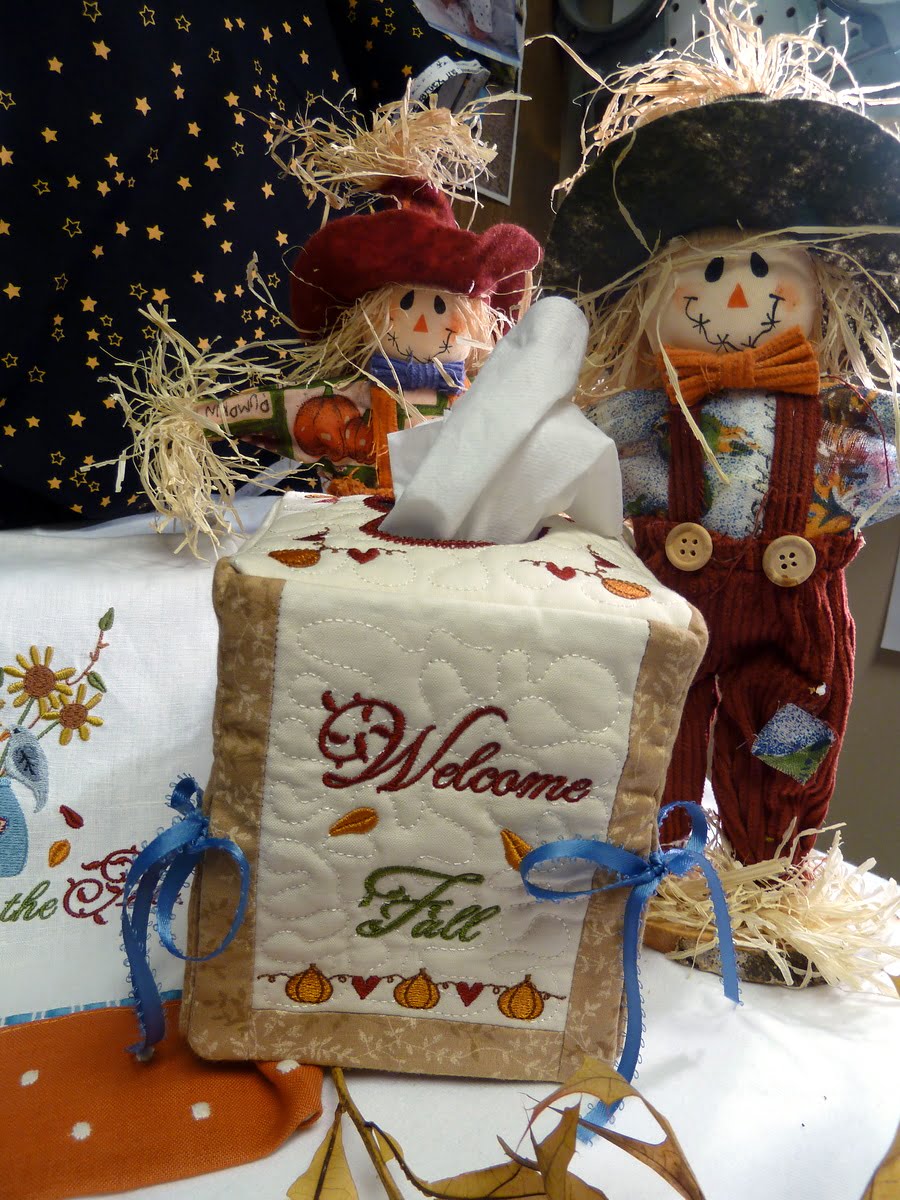 Fall Tissue Box · Oma’s Place Machine Embroidery Designs