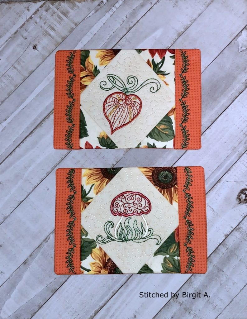 Autumn Mug Rug Set · Oma’s Place Machine Embroidery Designs