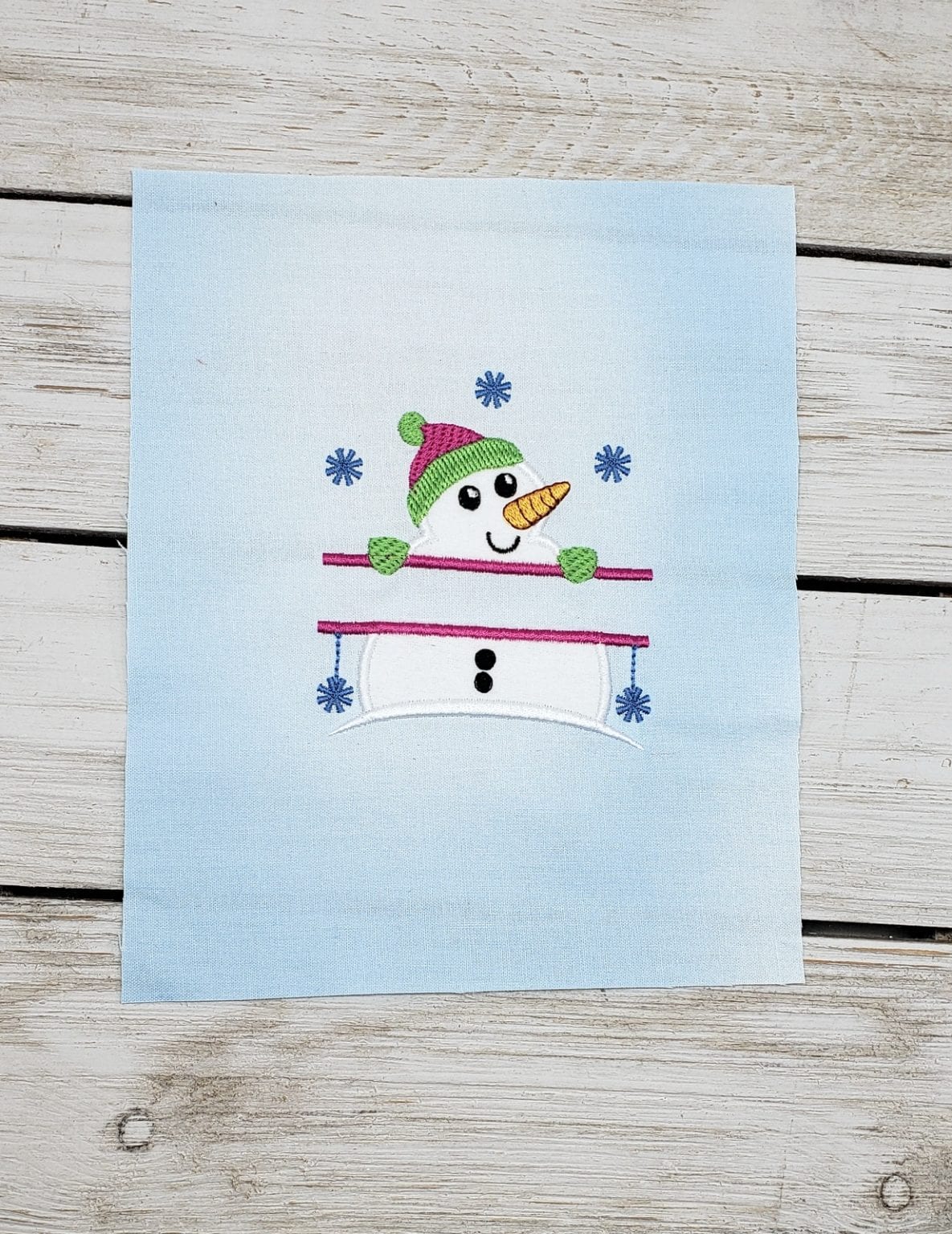 Split Applique Snowman · Oma’s Place Machine Embroidery Designs