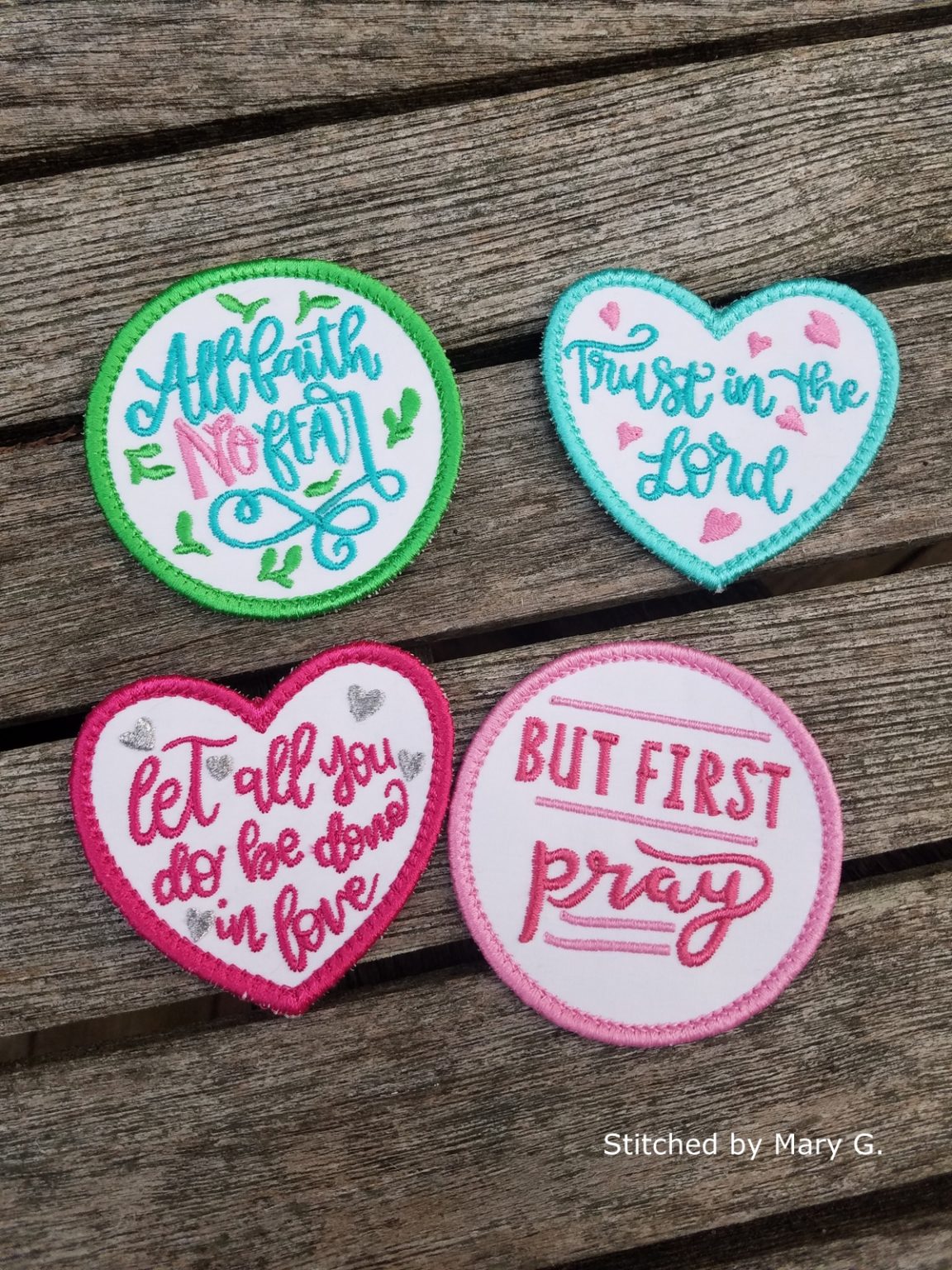 Inspirational Patches Set (4×4) · Oma’s Place Machine Embroidery Designs