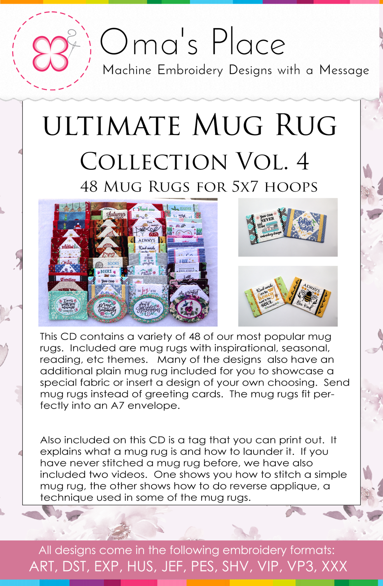 Machine Embroidery Designs on CD · Oma’s Place Machine Embroidery Designs