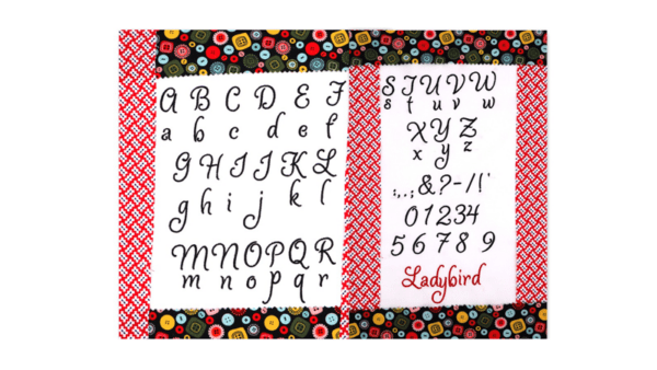 Lady Bird Font 1″ · Oma’s Place Machine Embroidery Designs