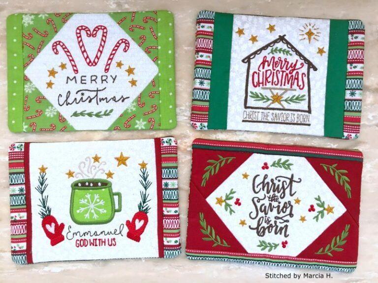 Inspirational Christmas Mug Rugs (5×7) · Oma’s Place Machine Embroidery ...
