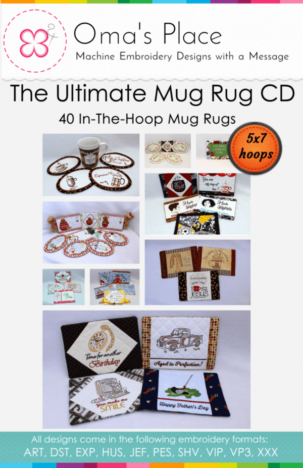 Cupcake Mug Rug 2 (5×7) · Oma’s Place Machine Embroidery Designs