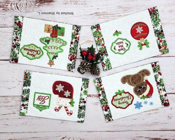 Applique Christmas Mug Rug Set · Oma’s Place Machine Embroidery Designs