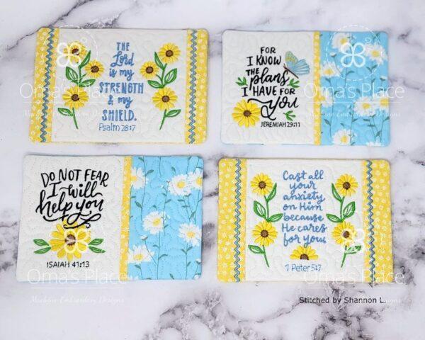 Inspirational Mug Rug Set 4 · Oma’s Place Machine Embroidery Designs