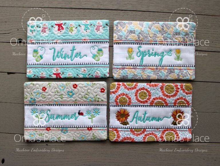 In The Hoop Mug Rugs for 5×7 hoops - Oma’s Place Embroidery